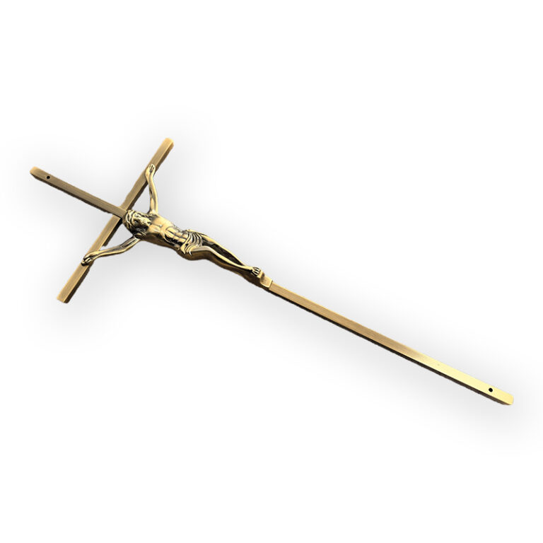 Funeral Crucifix 8065 Metal Cross in Antique Brass Color for Wooden ...
