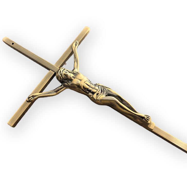 Funeral Crucifix 8065 Metal Cross in Antique Brass Color for Wooden ...